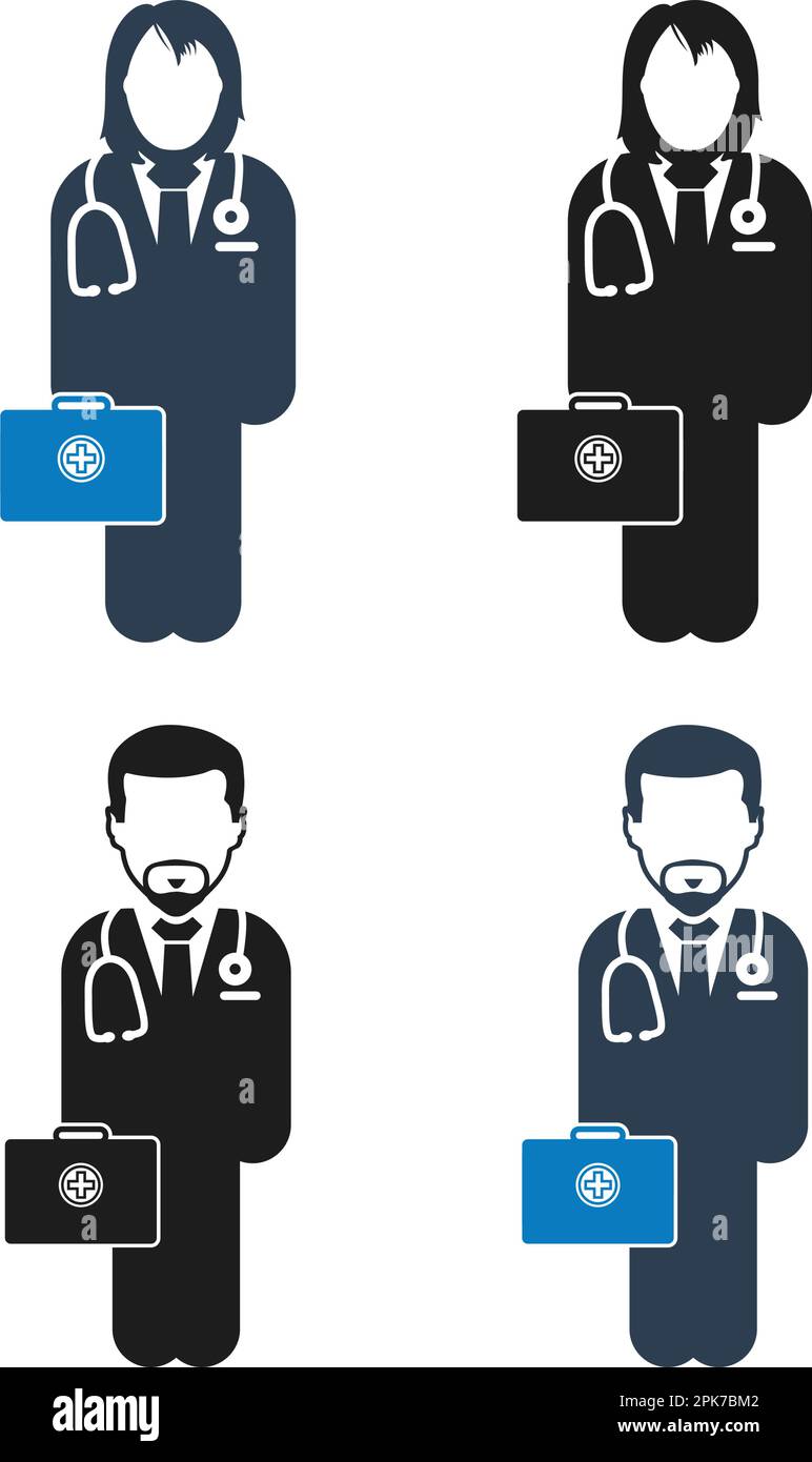 Doctor on Duty Icon set. Flat style vector EPS Stock Vector Image & Art ...