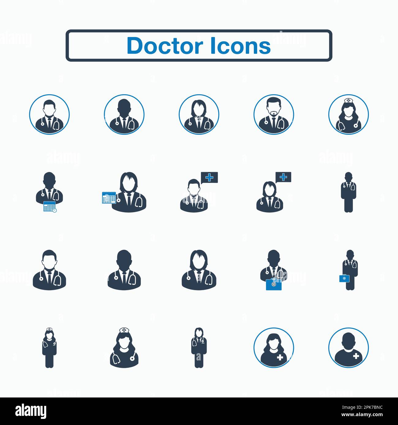 Doctor Icon set. Flat style vector EPS Stock Vector Image & Art - Alamy