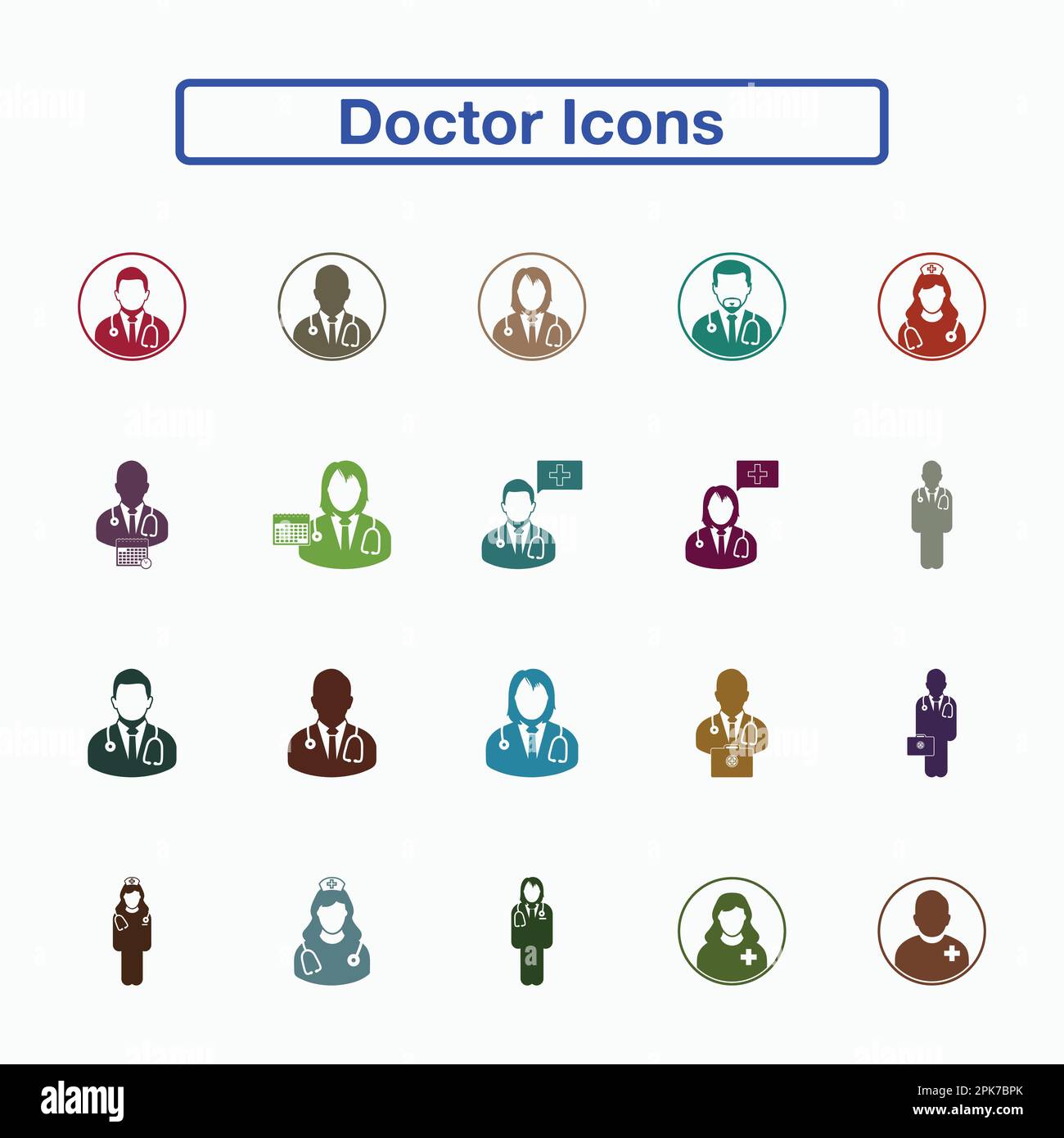 Doctor Icon set. Flat style vector EPS Stock Vector Image & Art - Alamy