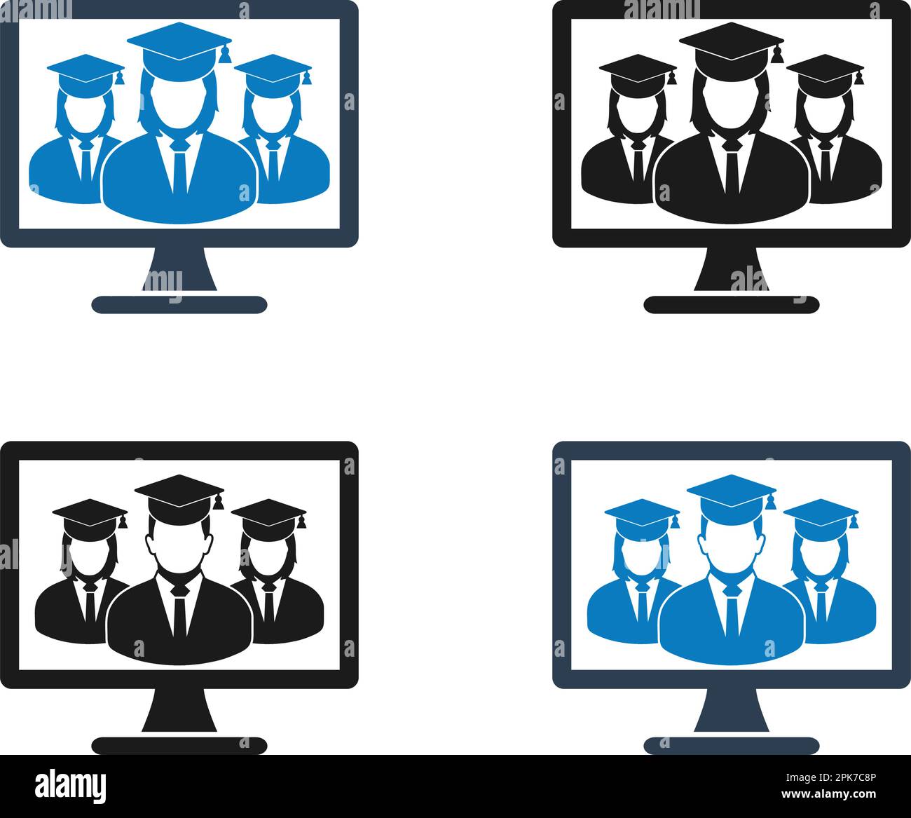 Online Learning Icon Set. Flat style vector EPS Stock Vector Image ...
