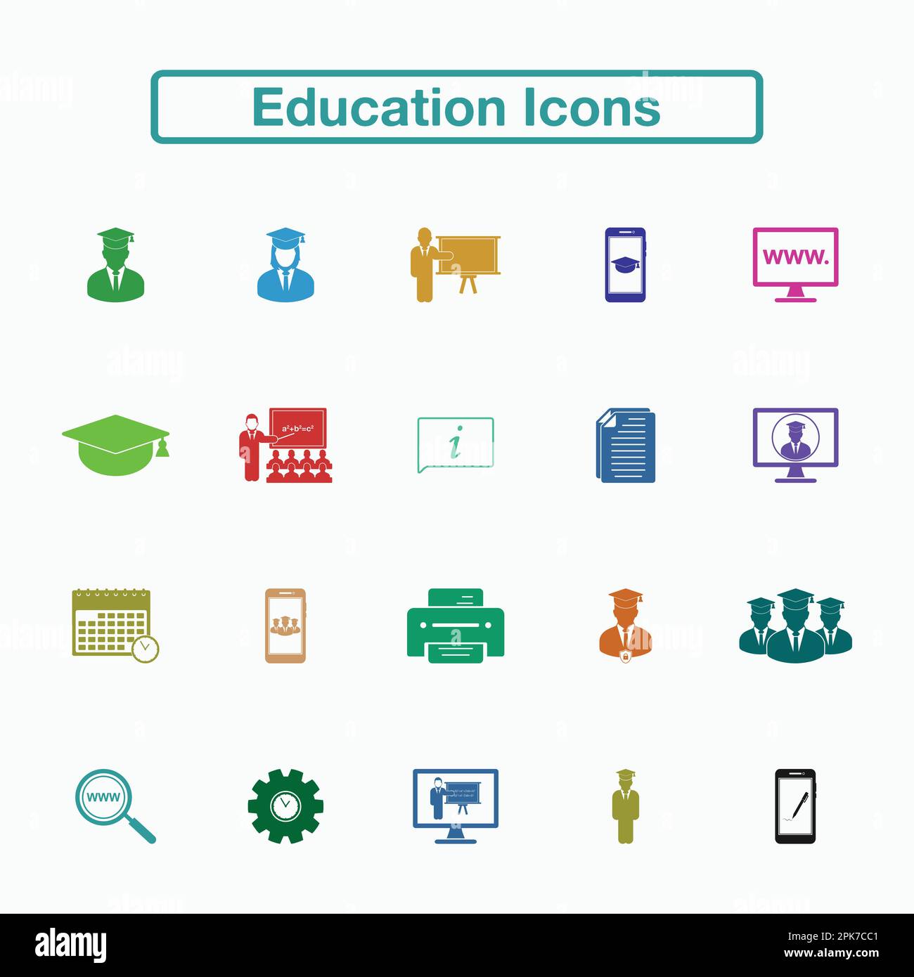 Education Icon Set. Flat style vector EPS Stock Vector Image & Art - Alamy