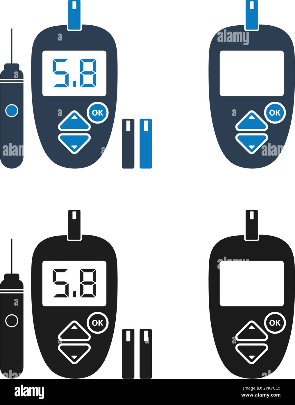 Glucose meter icon set. Flat style vector EPS Stock Vector Image & Art - Alamy