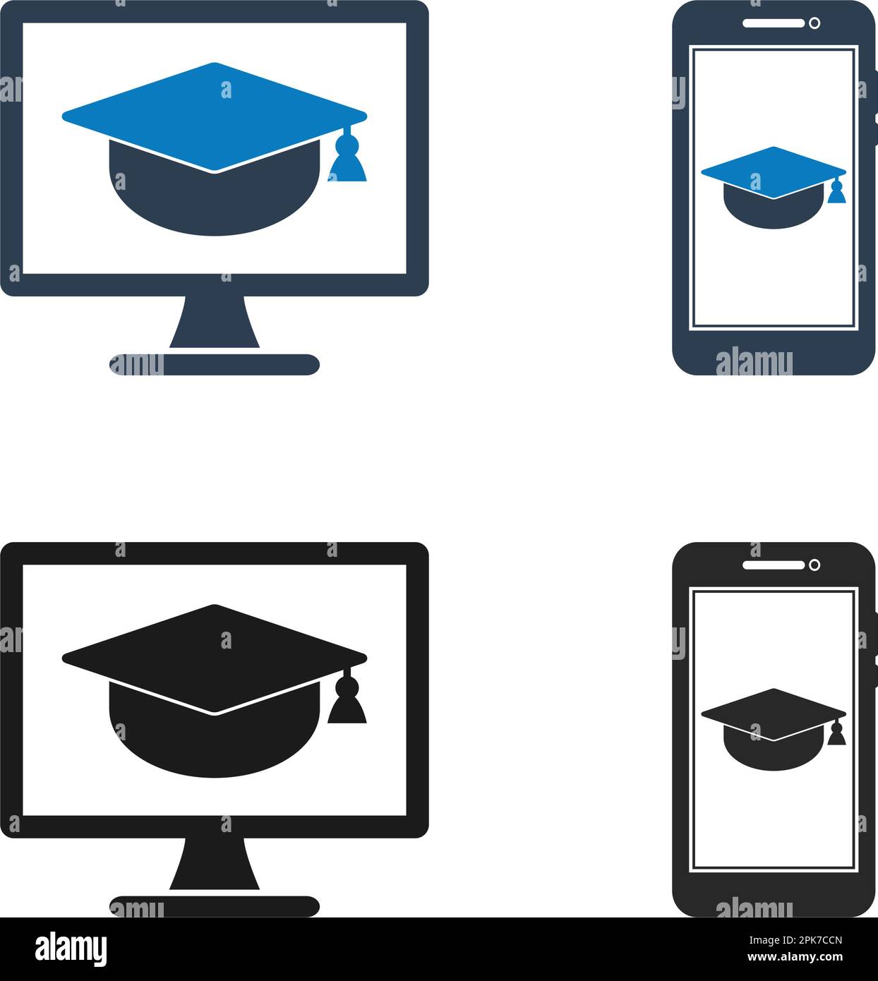 Online Learning Icon Set. Flat style vector EPS Stock Vector Image ...