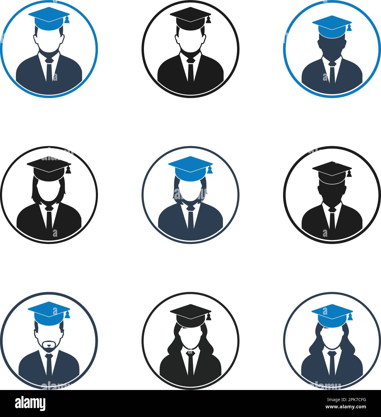 Graduate Student Icon set. Flat style vector EPS Stock Vector Image ...