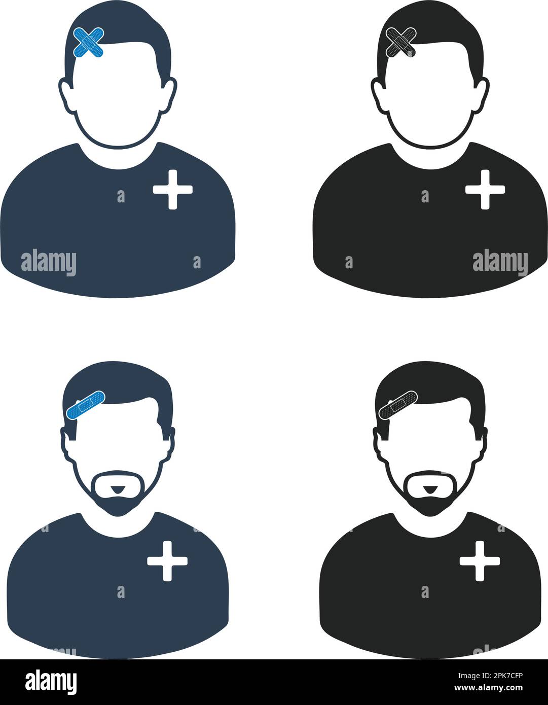 Injured Man Icon Set. Flat style vector EPS Stock Vector Image & Art ...
