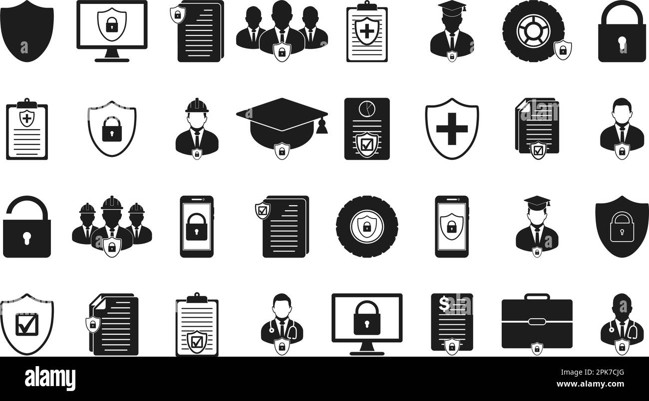 Insurance and Protection Icon set. Flat style vector EPS Stock Vector ...