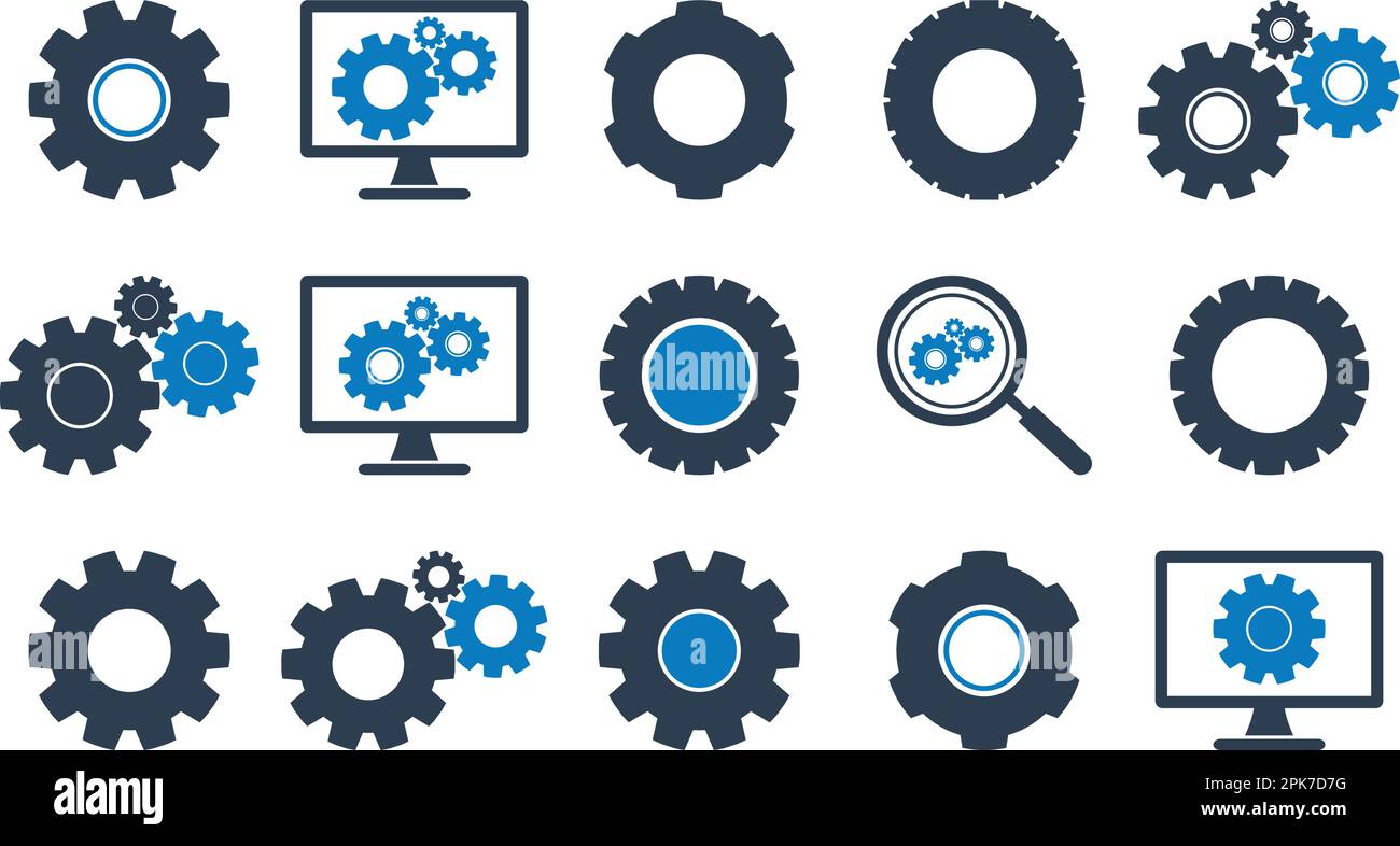 Gear Icon set. Flat style vector EPS Stock Vector Image & Art - Alamy