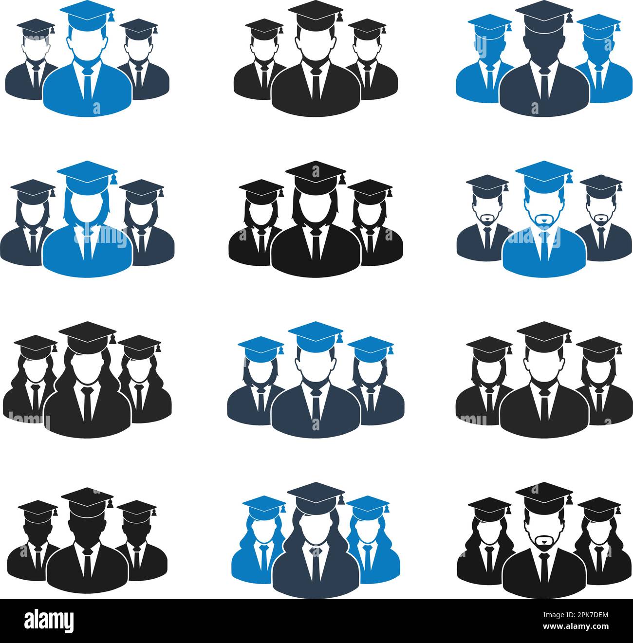 Graduate Students Team Icon set. Flat style vector EPS Stock Vector ...