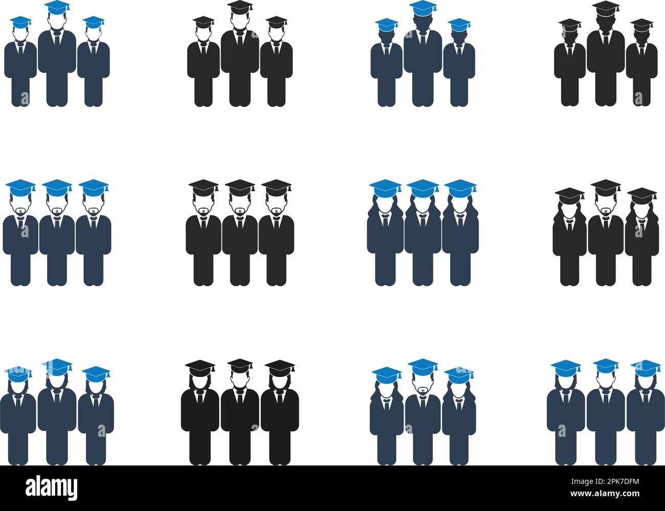 Graduate Students Team Icon set. Flat style vector EPS Stock Vector ...
