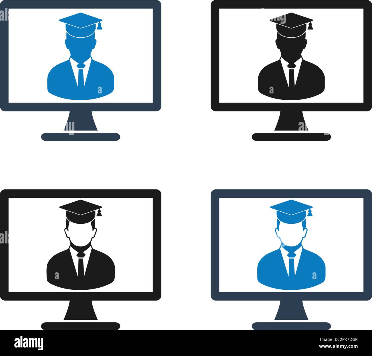 Online Learning Icon Set. Flat style vector EPS Stock Vector Image ...