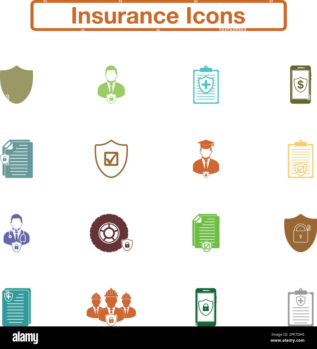 Insurance Icon set. Flat style vector EPS Stock Vector Image & Art - Alamy
