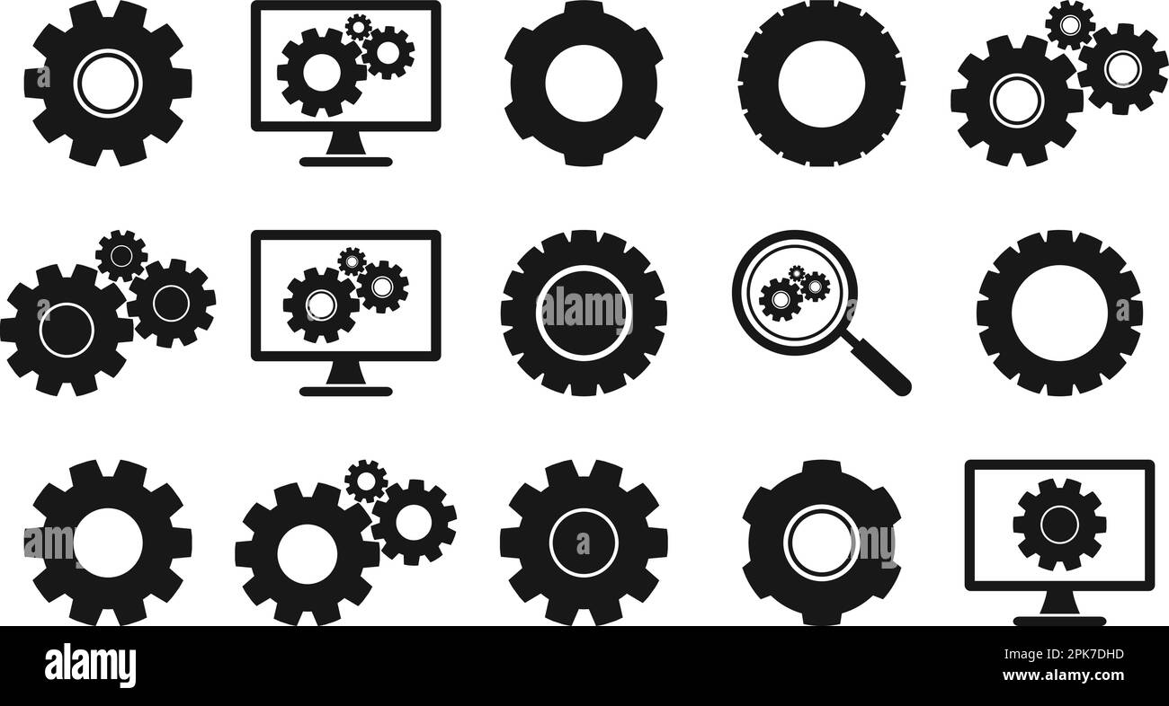 Gear Icon set. Flat style vector EPS Stock Vector Image & Art - Alamy