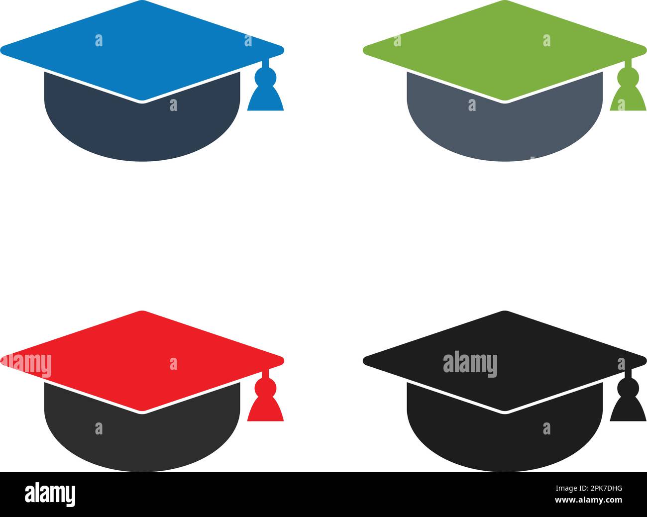 Graduation Cap Icon Set. Flat style vector EPS Stock Vector Image & Art ...