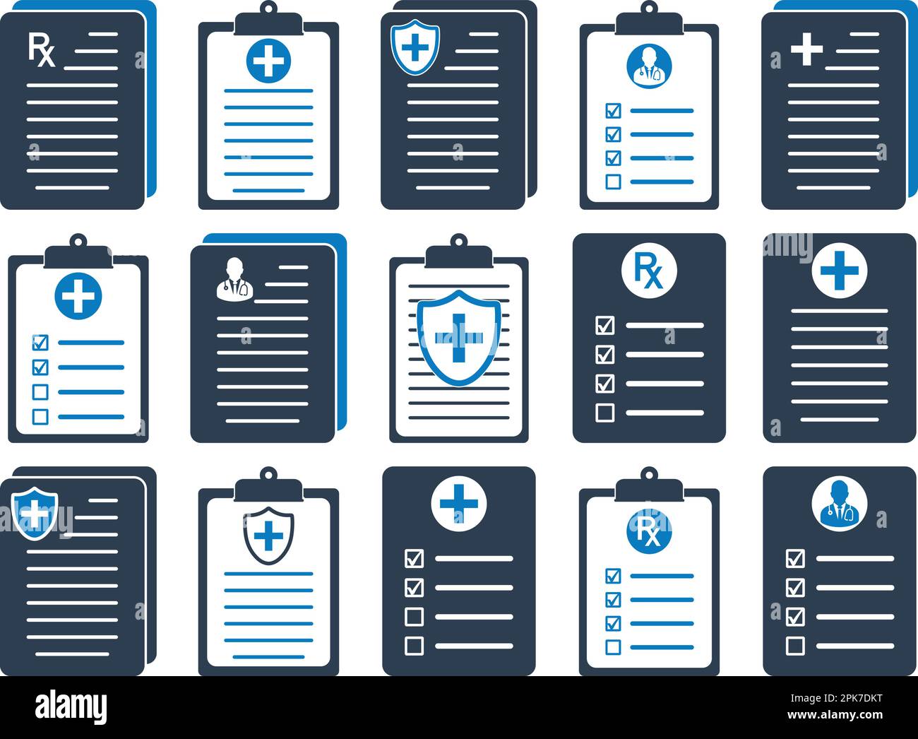 Medical Report and Patient Record Icon set. Flat style vector EPS Stock ...