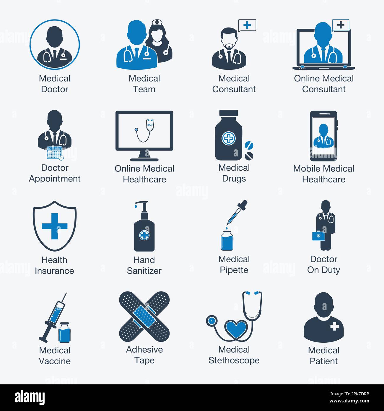 Medical Service Icons with Doctor, Team, patient, medicine sign ...