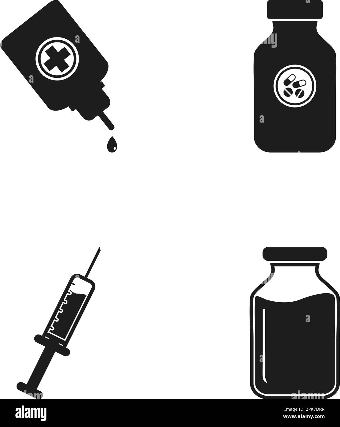 Medical Pill and Bottle Icons with Tablet, Vaccine, Eye, Dropper ...