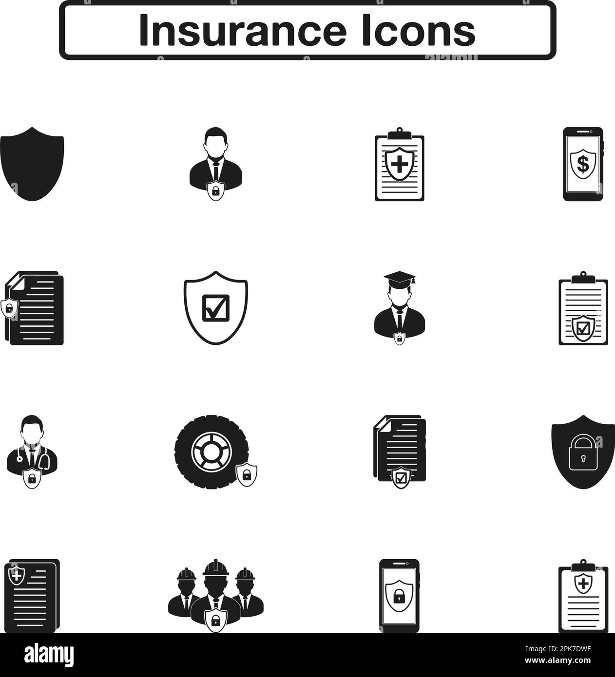 Insurance Icon set. Flat style vector EPS Stock Vector Image & Art - Alamy