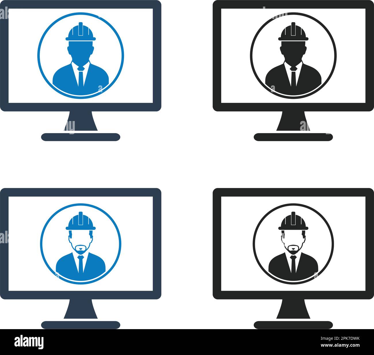 Online Engineering Service Icon Set. Flat style vector EPS Stock Vector ...