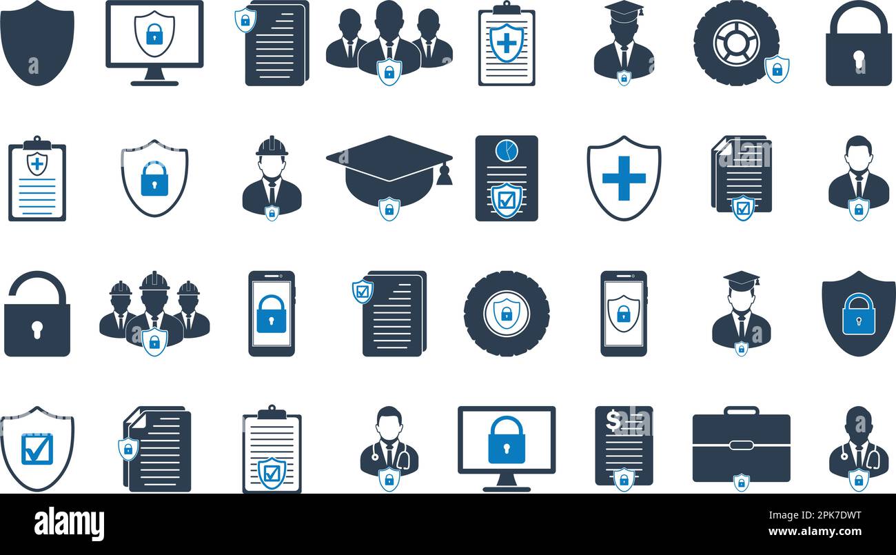 Insurance and Protection Icon set. Flat style vector EPS Stock Vector ...