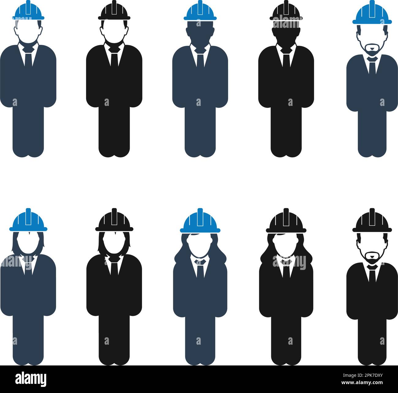 Engineer, Worker Icon Set. Flat style vector EPS Stock Vector Image ...