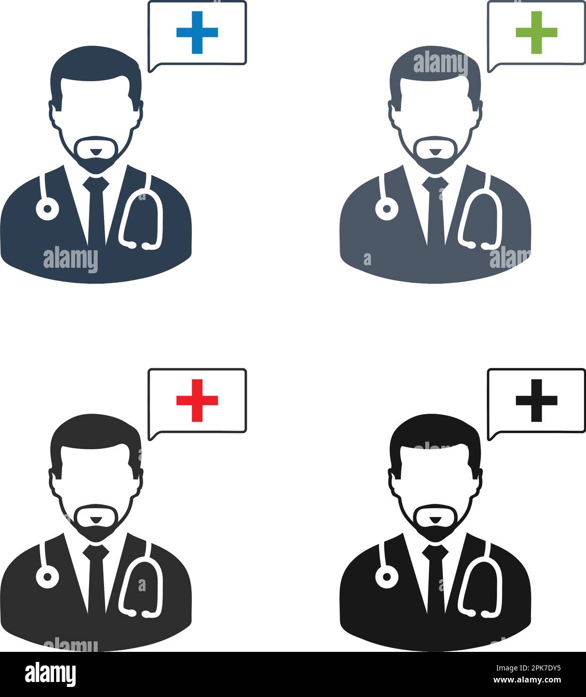 Medical Consultant Icon Set. Flat style vector EPS Stock Vector Image ...