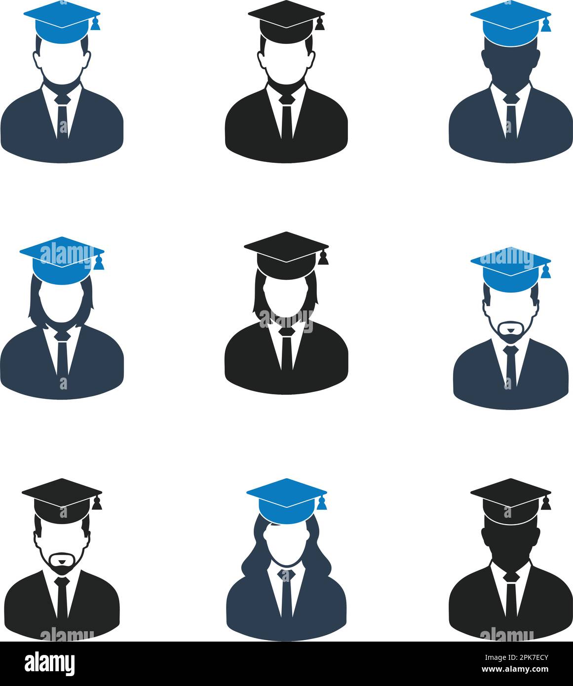 Graduate Student Icon set. Flat style vector EPS Stock Vector Image ...