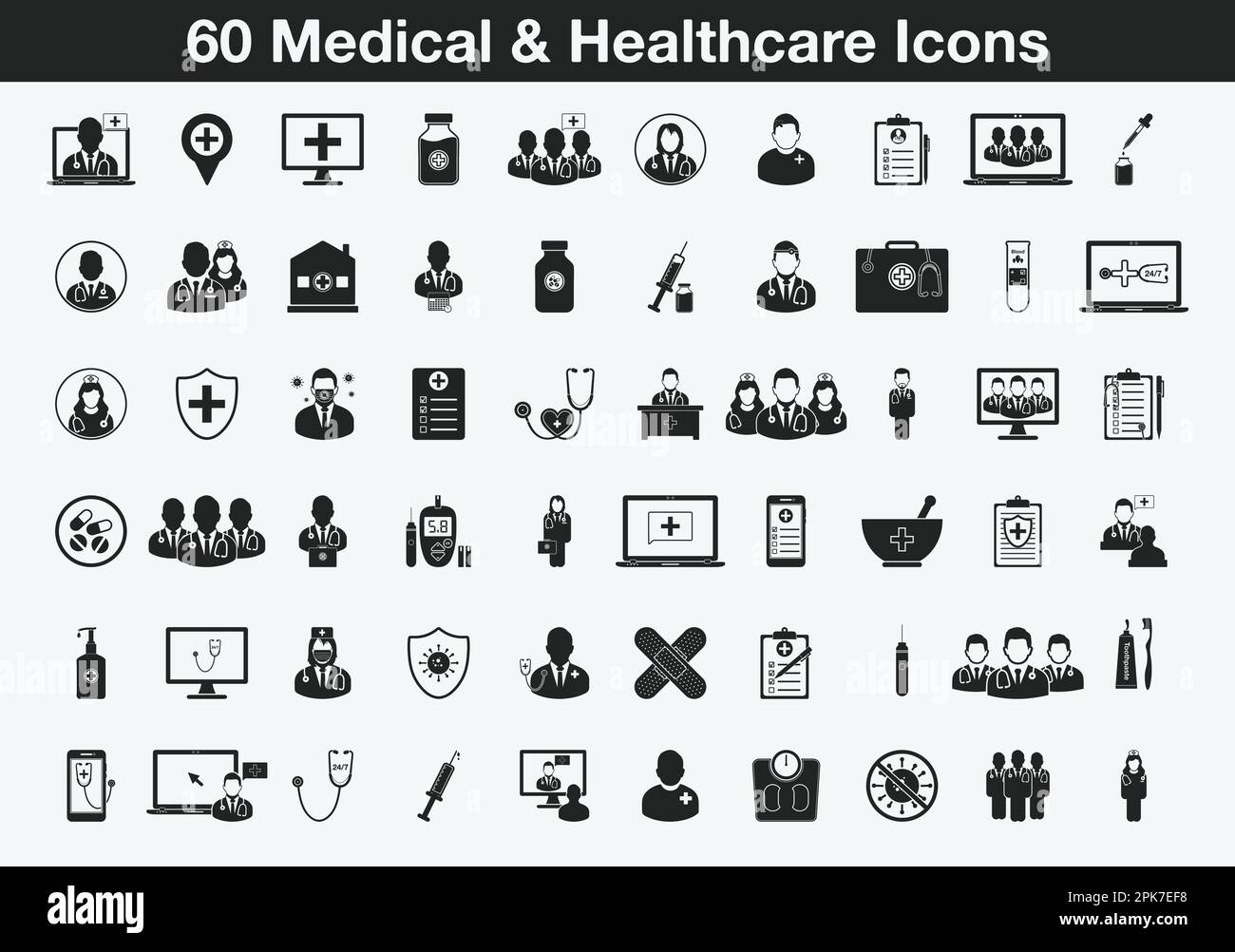 60 Medical and healthcare Icons. Editable Vector EPS Symbol ...