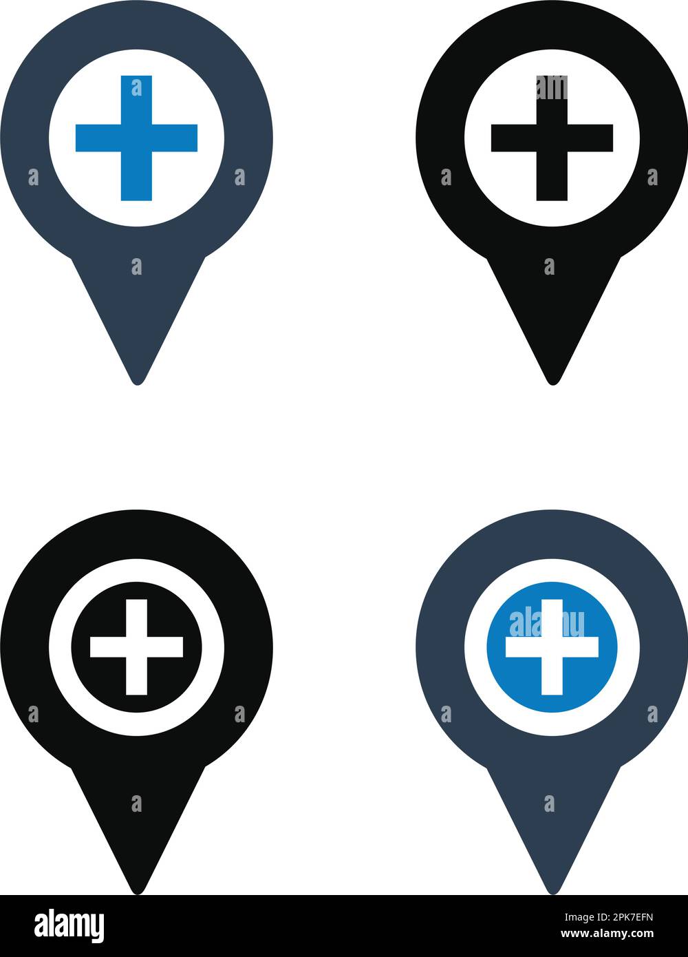 Hospital Location Icon Set. Flat style vector EPS Stock Vector Image ...