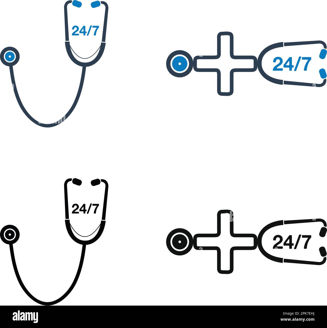 24/7 Medical Service Icon Set. Flat style vector EPS Stock Vector Image ...