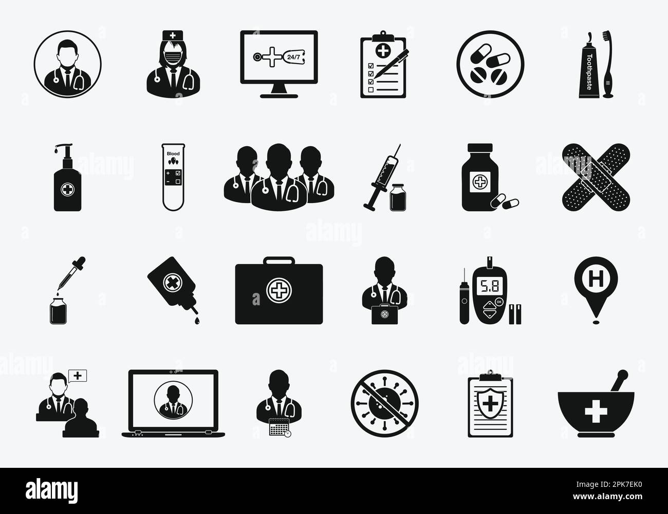 Medical and Pharmacy Icons. Editable Vector EPS Symbol Illustration ...