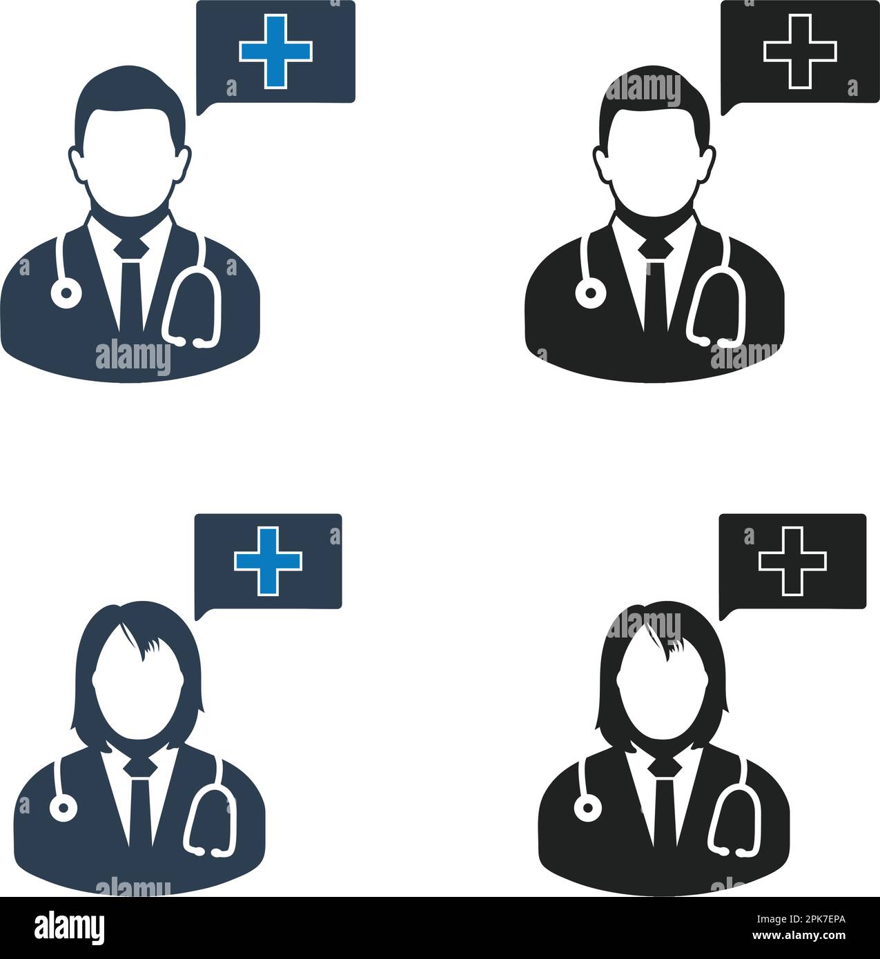 Medical Consultant Icon Set. Flat style vector EPS Stock Vector Image ...