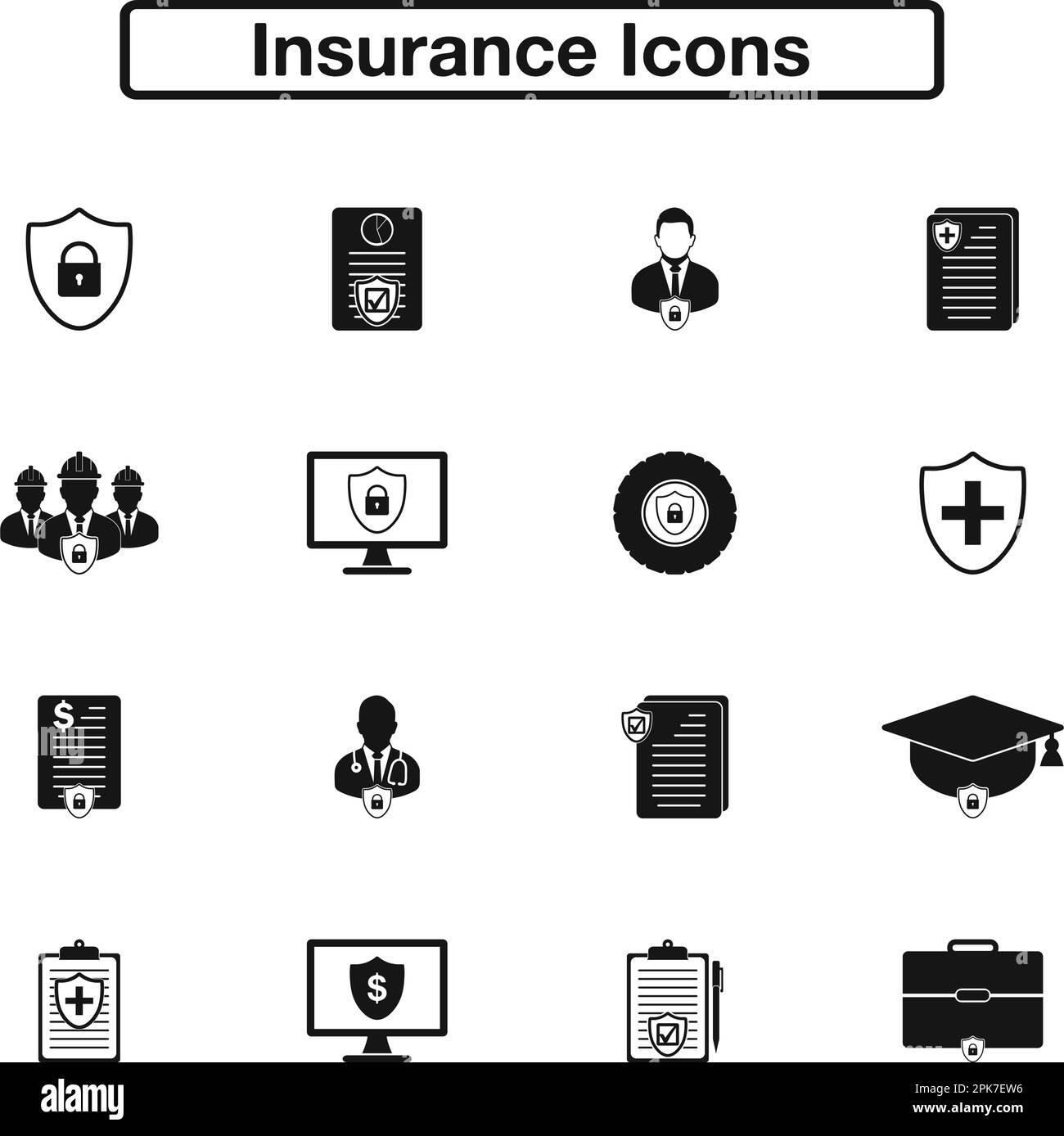 Insurance Icon set. Flat style vector EPS Stock Vector Image & Art - Alamy