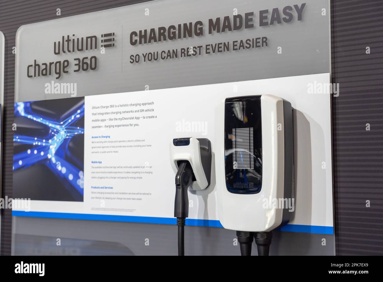 NEW YORK, NEW YORK - APRIL 05: A Chevrolet charging station for ...