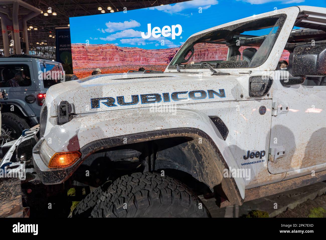 NEW YORK, NEW YORK - APRIL 05: The new 2024 Jeep Wrangler Rubicon 4xe ...