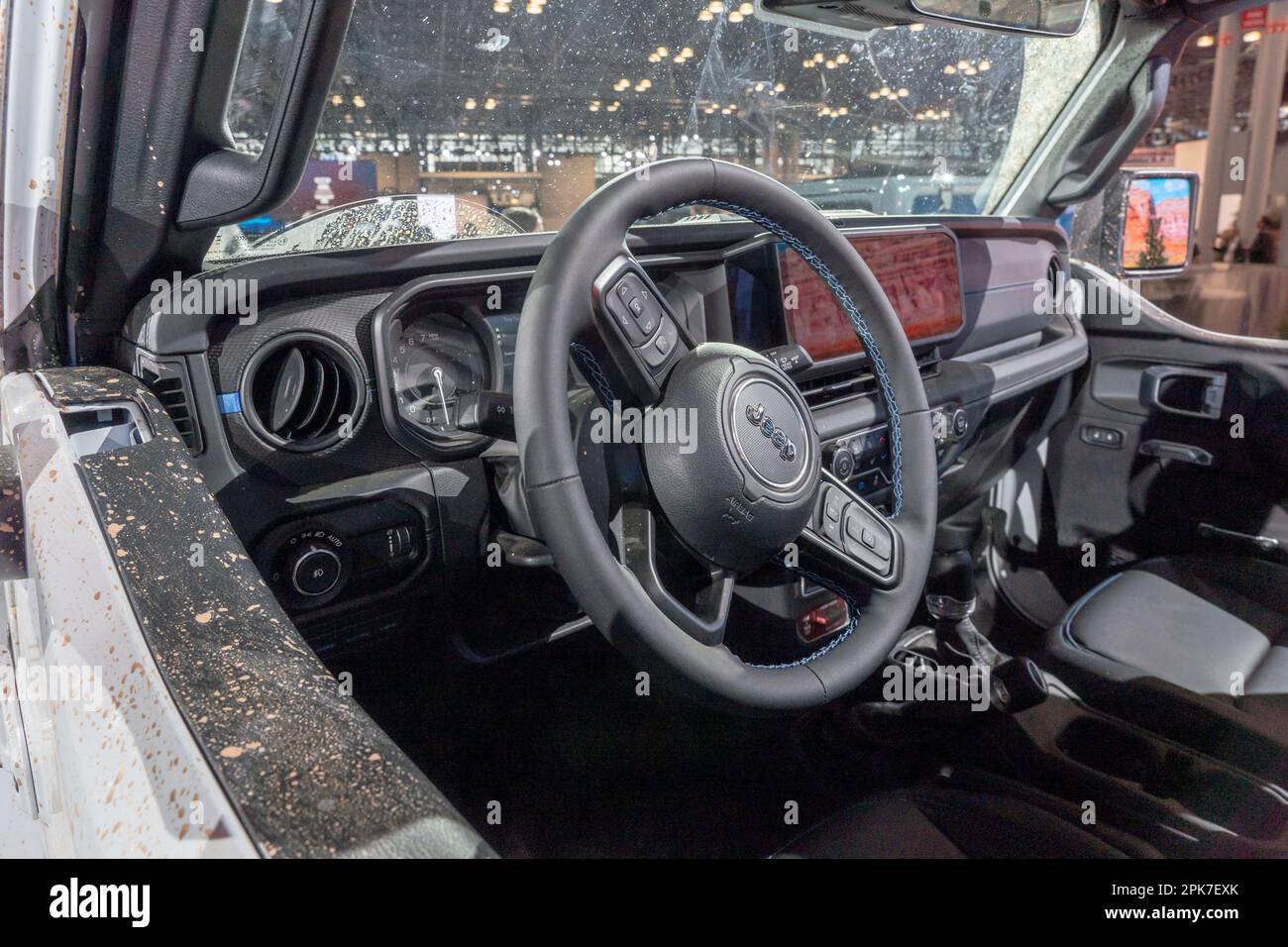 NEW YORK, NEW YORK - APRIL 05: The new 2024 Jeep Wrangler Rubicon 4xe ...