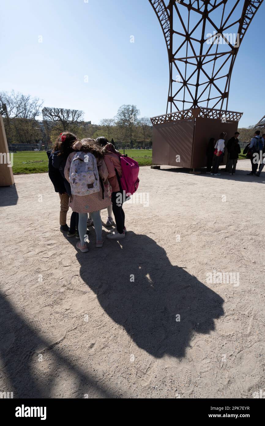 Paris, France - 04 05 2023: Reproduction of the Eiffel Tower 32 meters ...