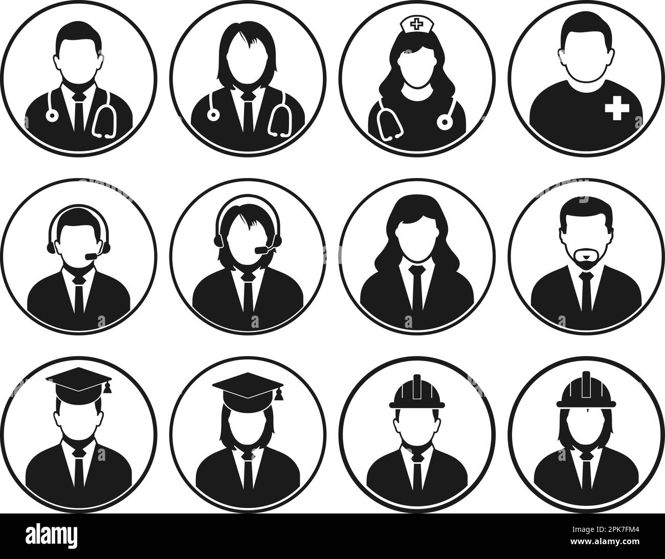 People profile icon set of different profession. Corporate man ...