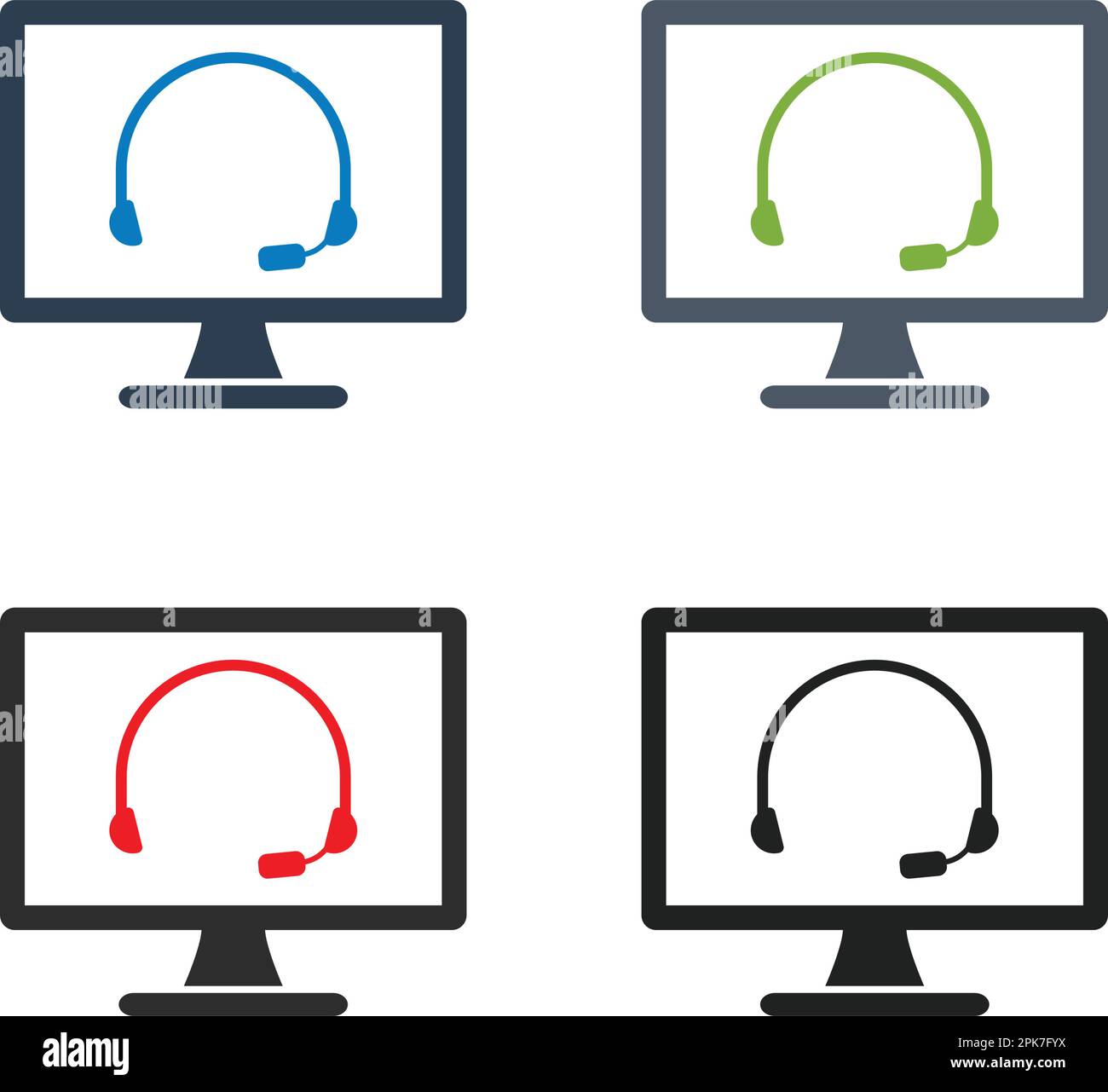 Online Customer Service Icon Set Flat Style Vector Eps Stock Vector