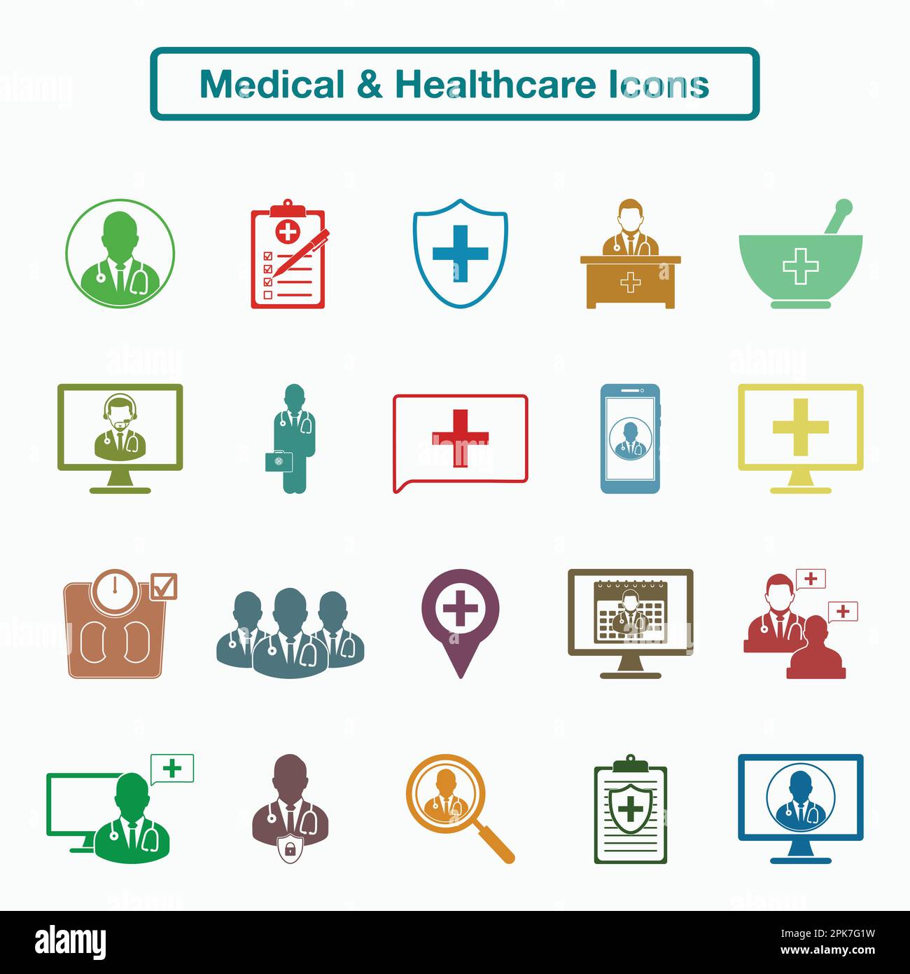 Medical and Healthcare Icon set. Flat style vector EPS Stock Vector ...