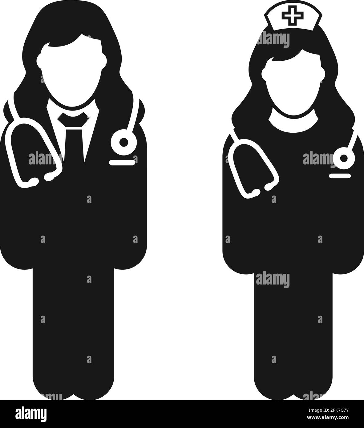 Standing Doctor and nurse icon. Flat style vector EPS Stock Vector ...