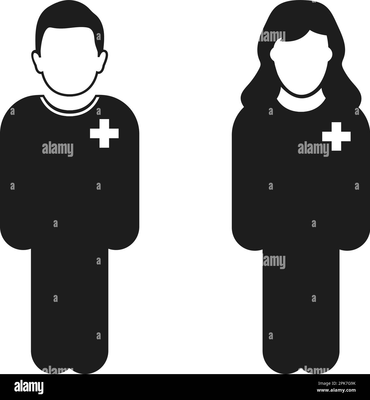 Standing Male and Female Patient Icon. Flat style vector EPS Stock ...