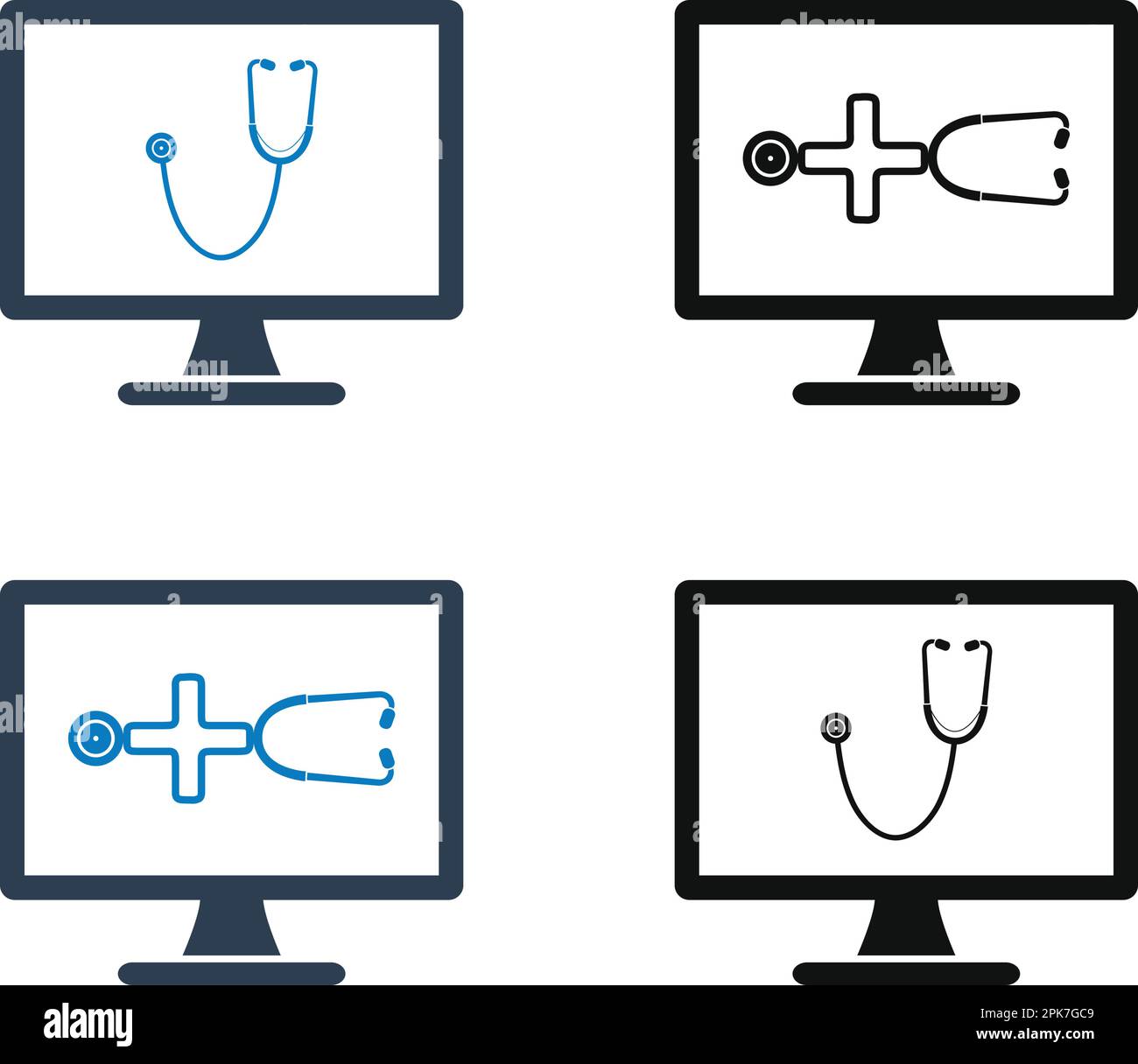 Online Medical Service Icon set. Flat style vector EPS Stock Vector ...