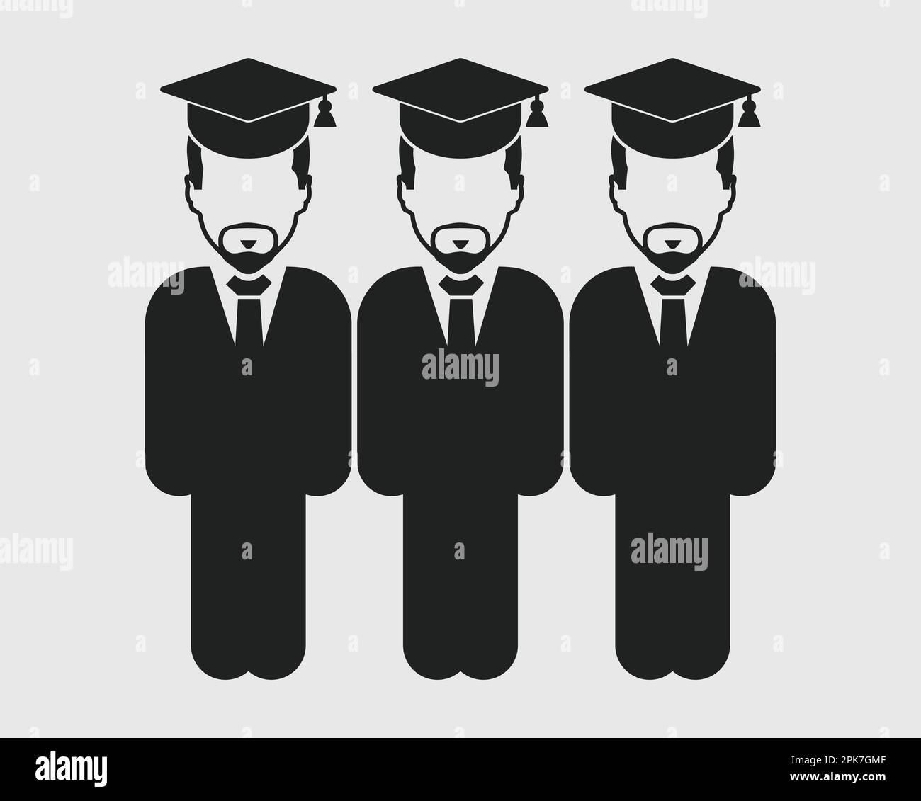 Graduate Student Team Icon. Standing Male symbols with cap on head ...