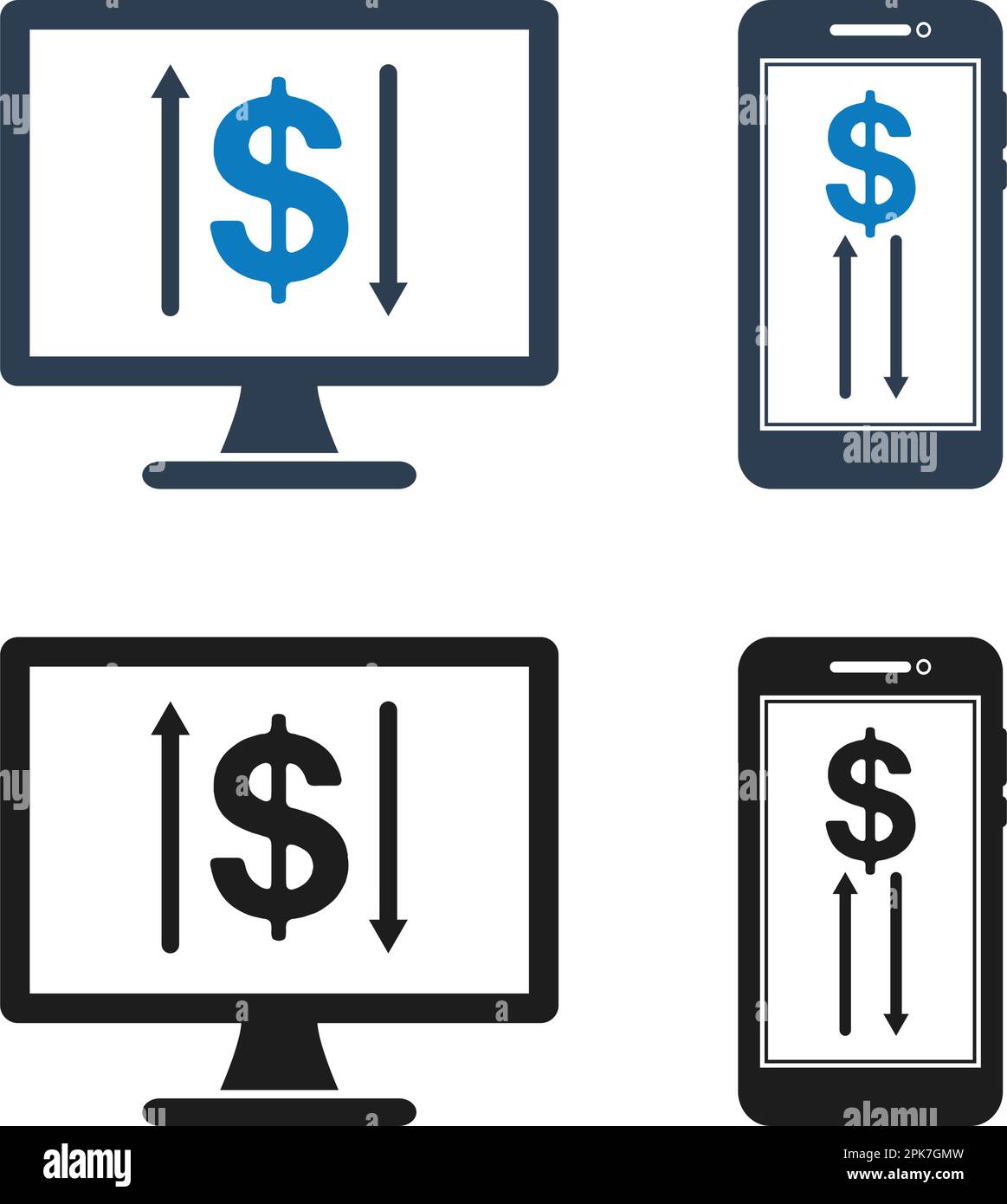 Online Fund Transfer Icon Set. Flat style vector EPS Stock Vector Image ...