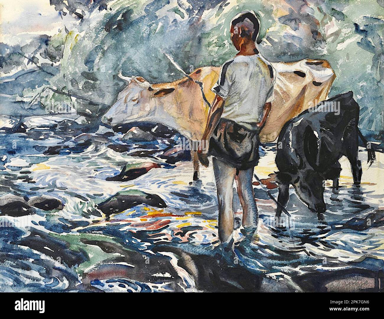 John Edward Costigan- Boy with Cows - 1922 Stock Photo - Alamy