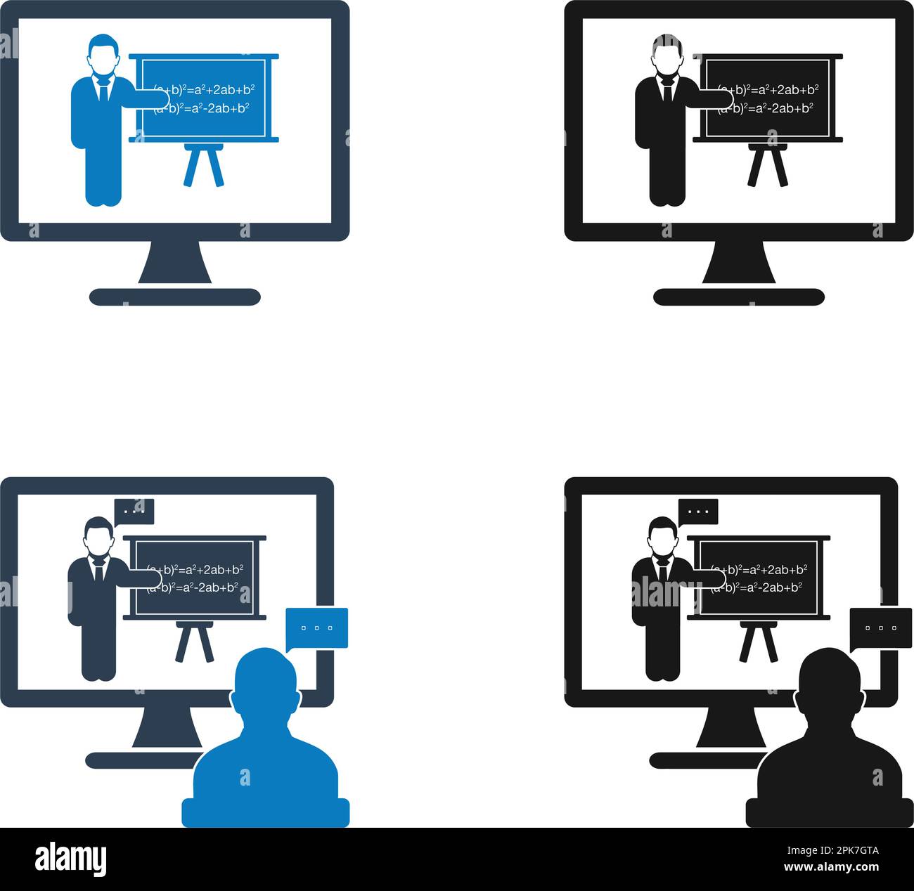 Online Learning Icon Set. Flat style vector EPS Stock Vector Image ...