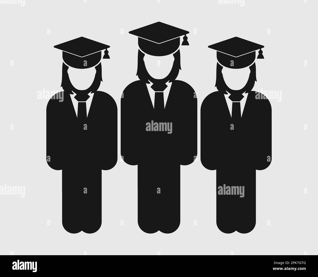 Graduate Student Team Icon. Standing Female symbols with cap on head ...