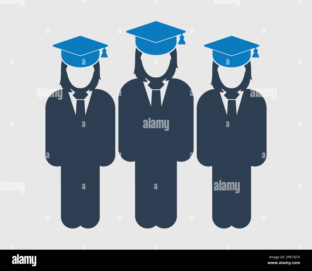 Graduate Student Team Icon. Standing Female symbols with cap on head ...