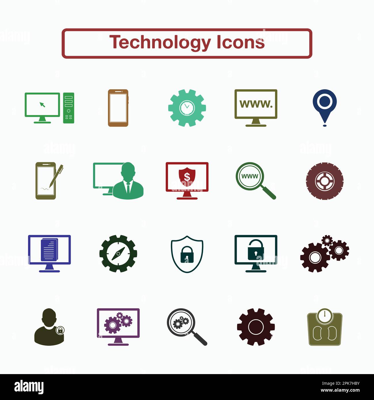 Technology icon set. Flat style vector EPS Stock Vector Image & Art - Alamy