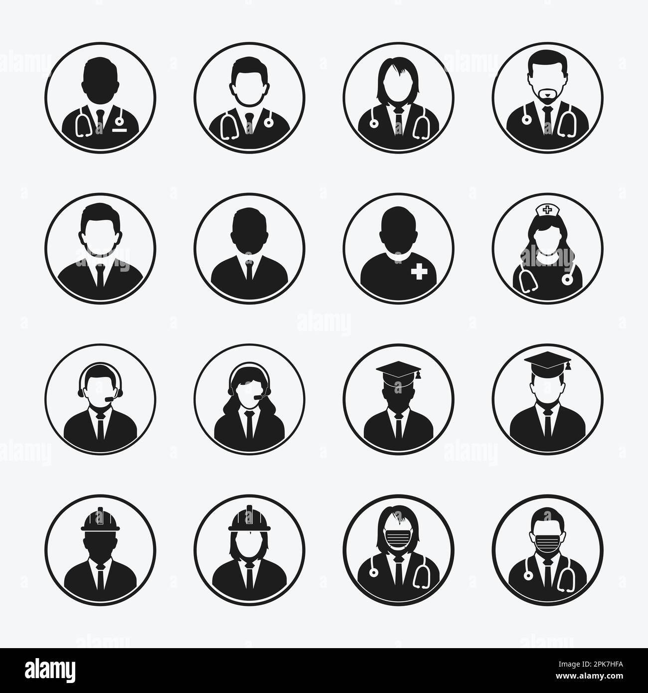 People profile icons of different profession with doctor, nurse ...